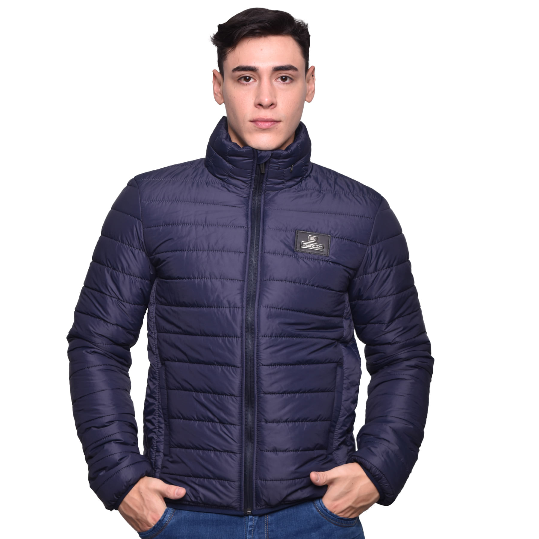 CASACA ACOLCHADA CON CAPUCHA PLEGABLE - AZUL