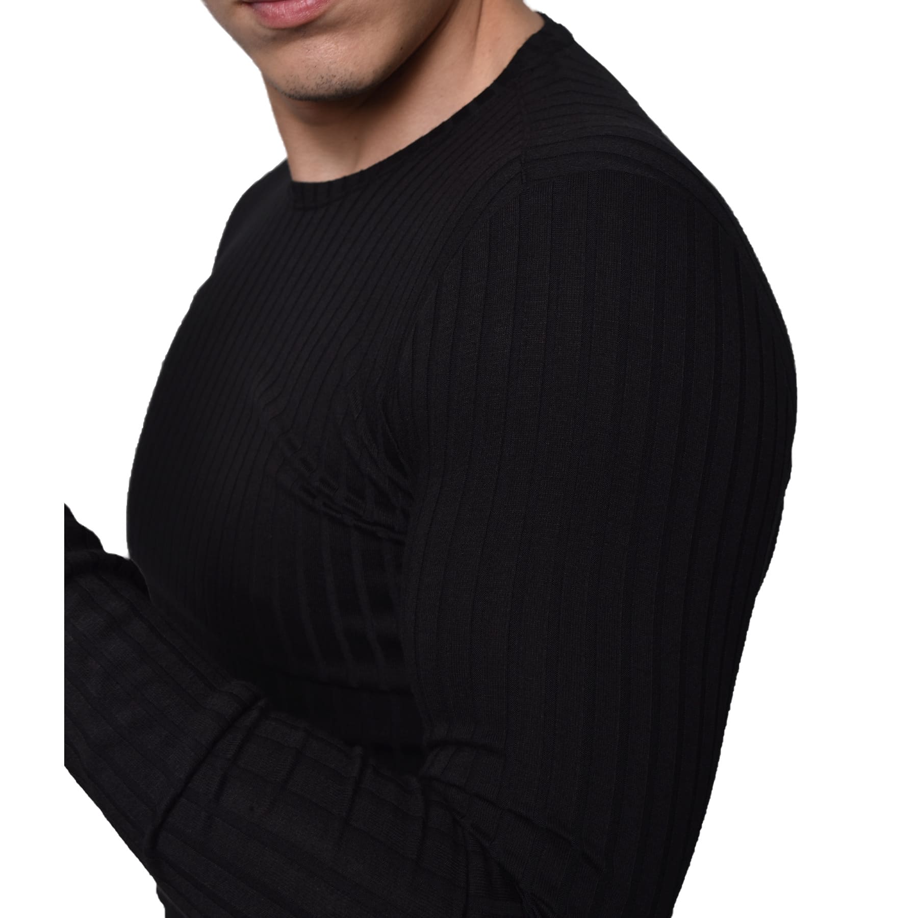 POLO CUELLO BOX MANGA LARGA - NEGRO