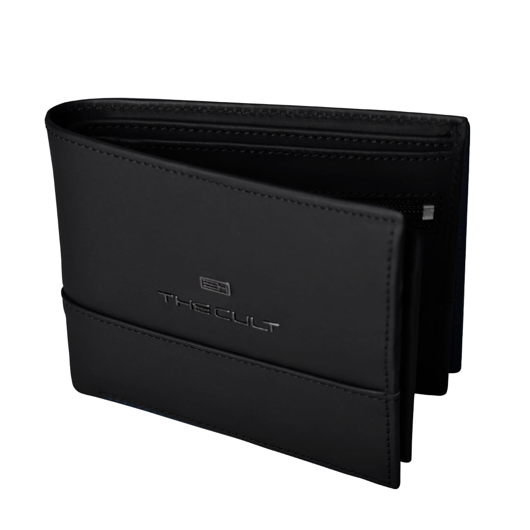 BILLETERA DE CUERO MODELO LLANO - NEGRO